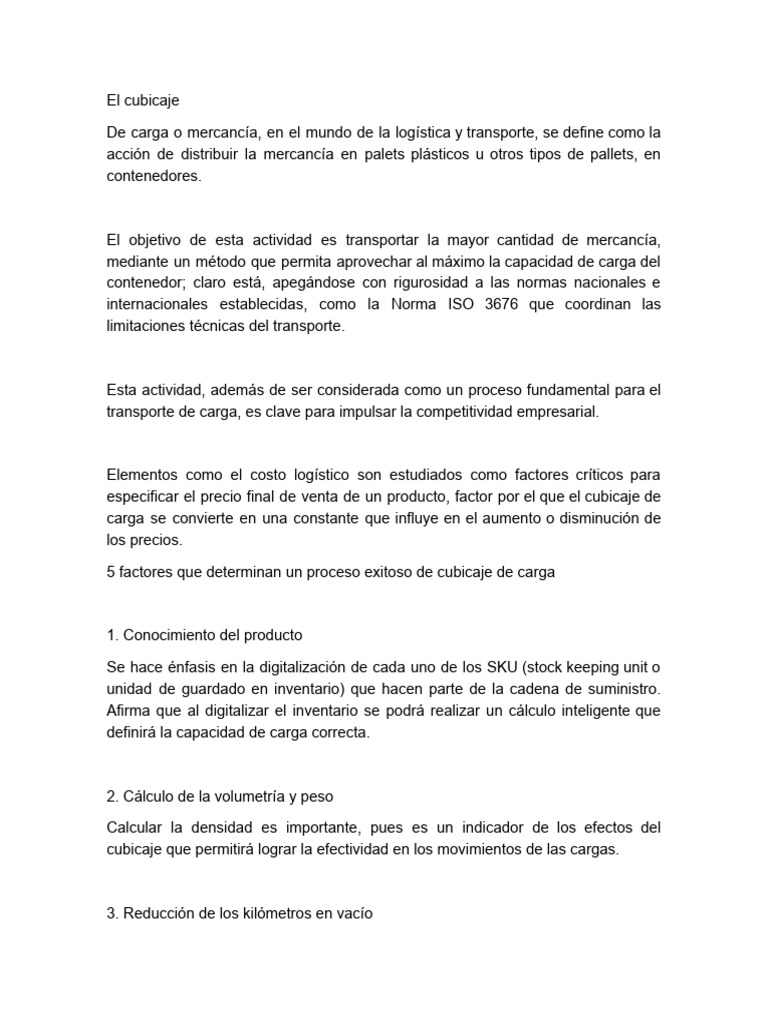 Guía Completa sobre Cubicaje de Carga | PDF | Pie (unidad) | Logística