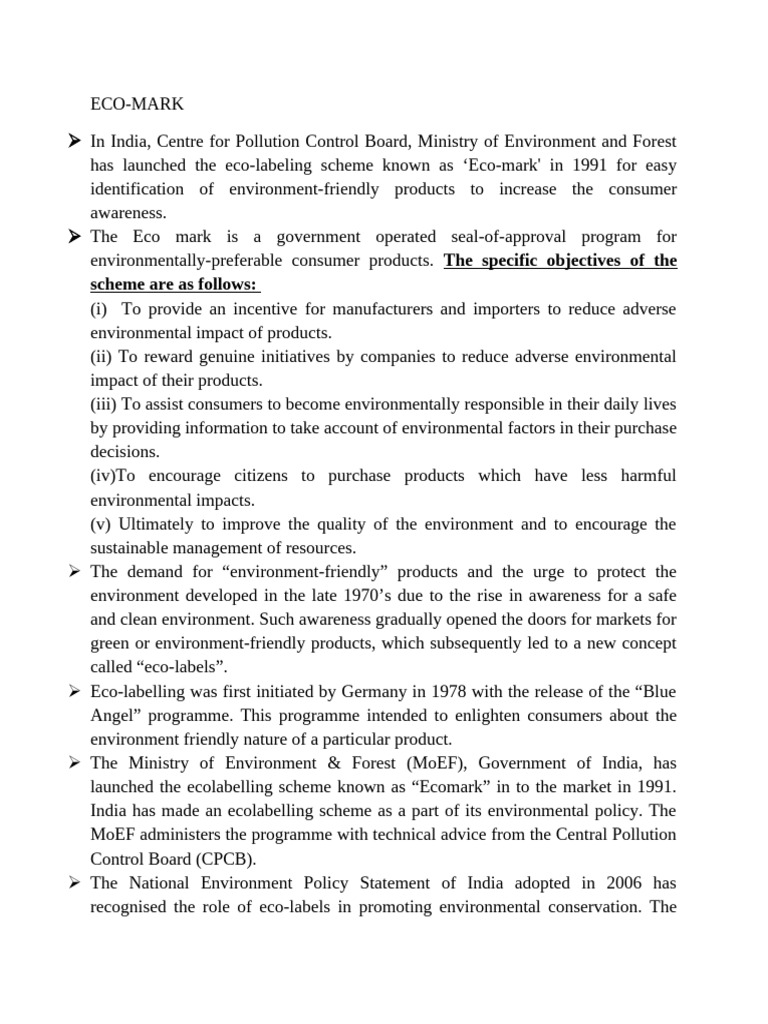 Eco Mark | PDF | Forest Stewardship Council | Environment
