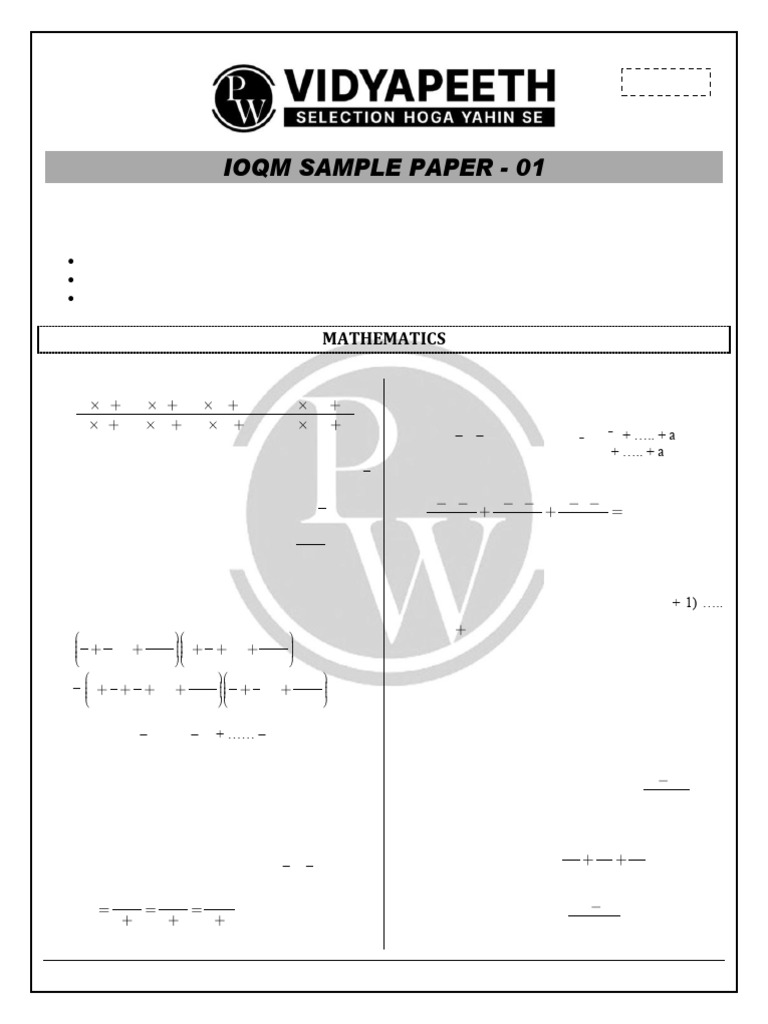 Ioqm Sample Paper - 01: Time: 3 HR | PDF | Mathematics | Elementary ...