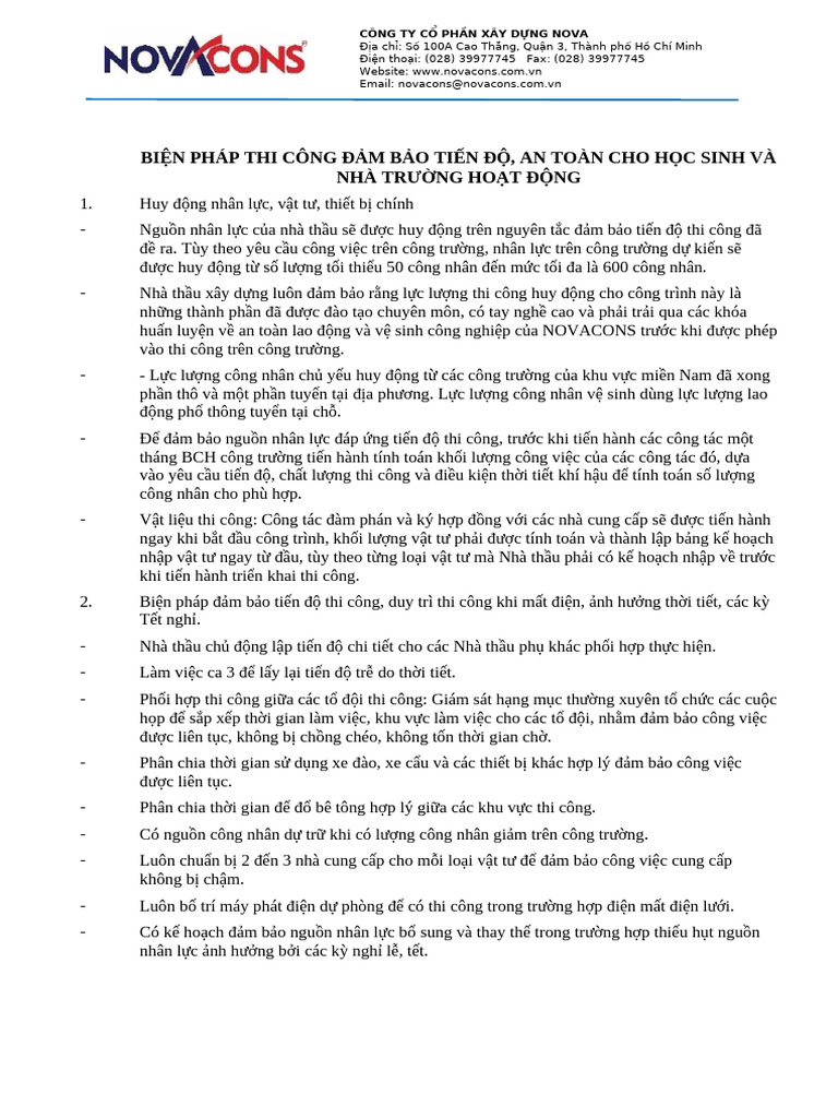 TM BPTC ĐẢM BẢO TIẾN ĐỘ, AN TOÀN CHO HỌC SINH VÀ NHÀ TRƯỜNG HOẠT ĐỘNG | PDF