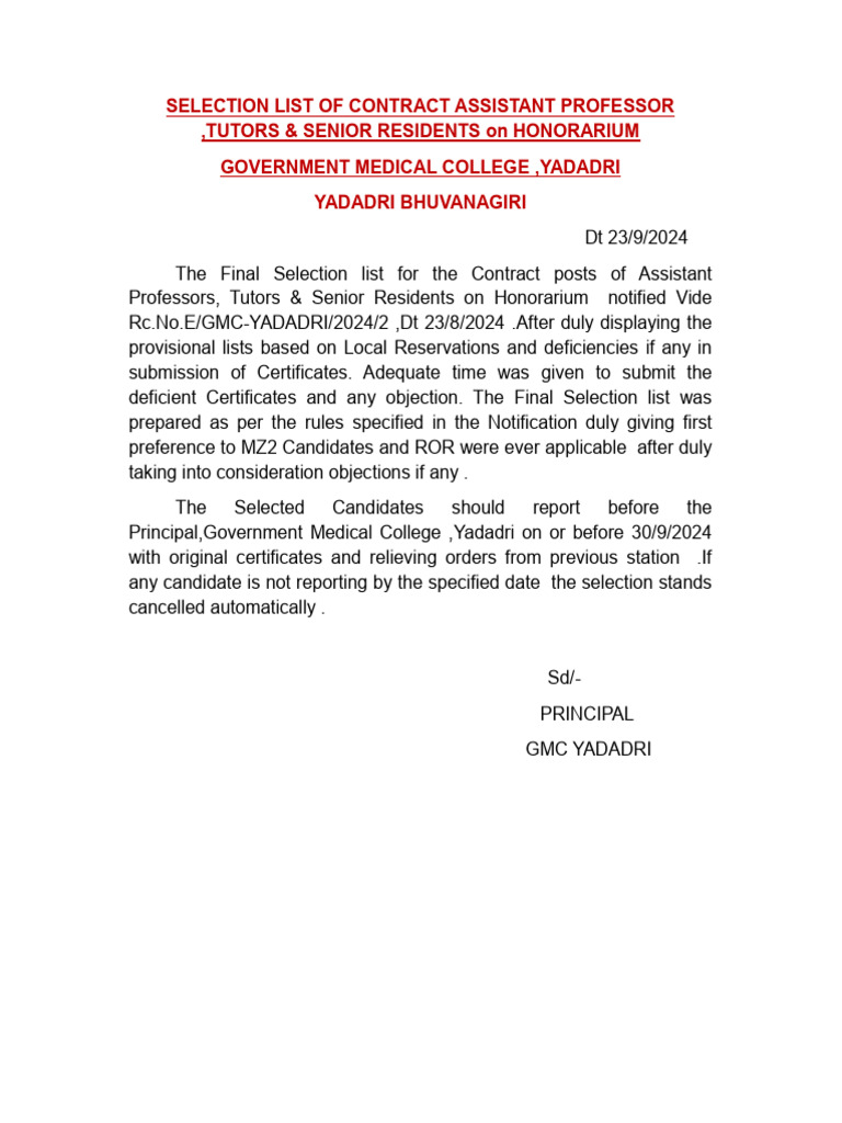 Selection List | PDF | Medical Specialties | Clinical Medicine