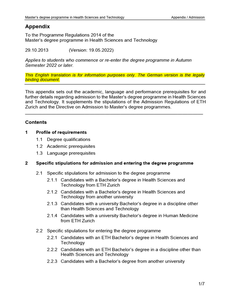 MSC HST Appendix | PDF | Academic Degree | Bachelor's Degree