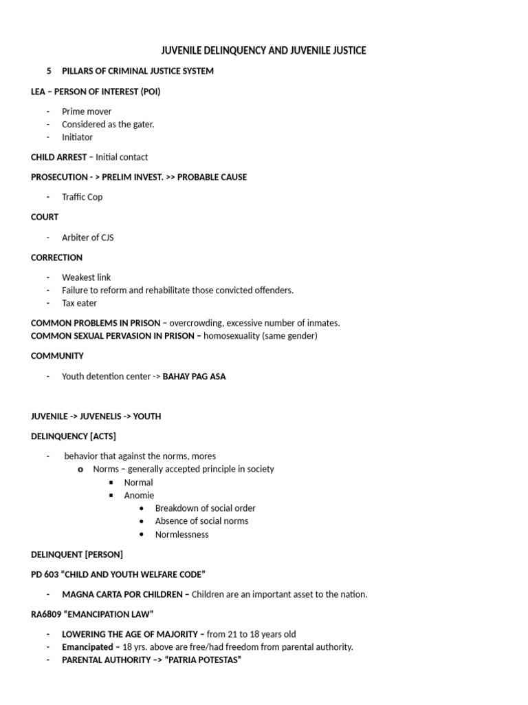 Juvenile Justice and Delinquency Laws | PDF | Juvenile Delinquency ...