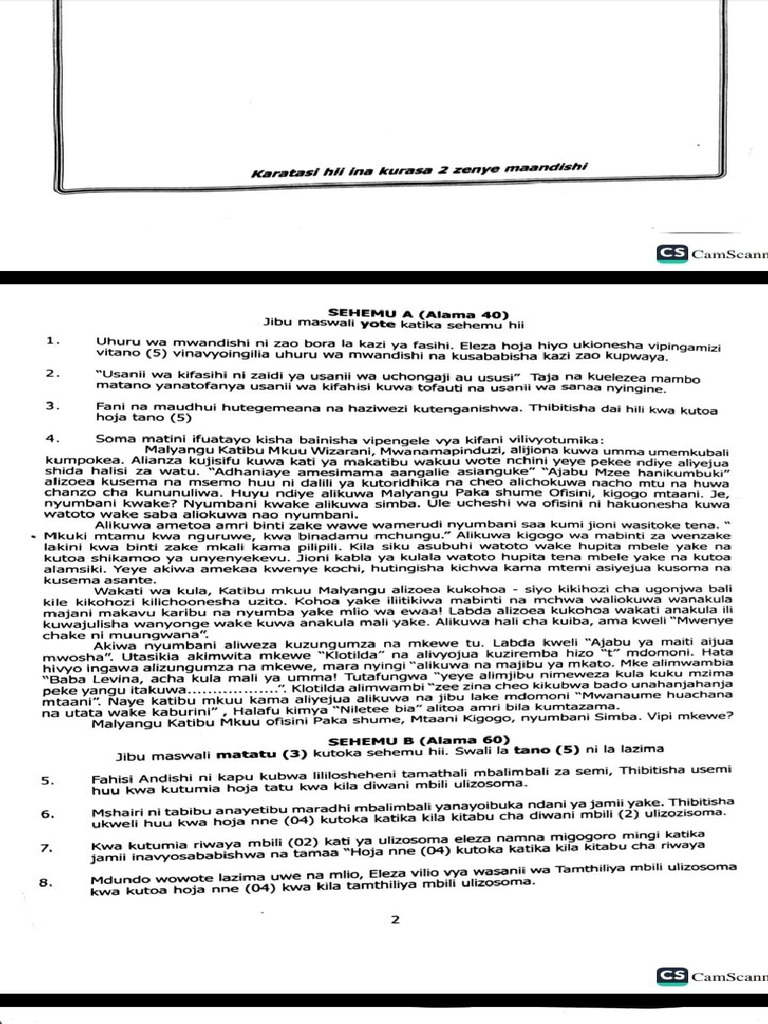 Kagera Mock 2023 | PDF