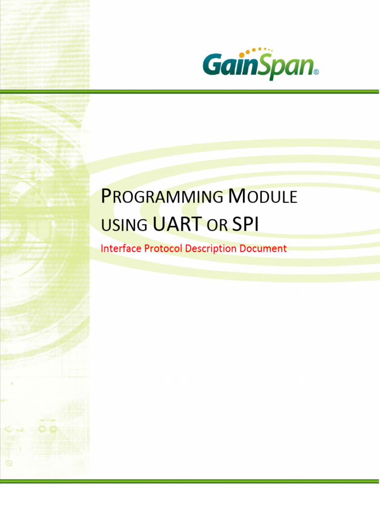 GainSpan Programming Module Using UART or SPI Protocol Rev 1.3 | PDF | Booting | Flash Memory