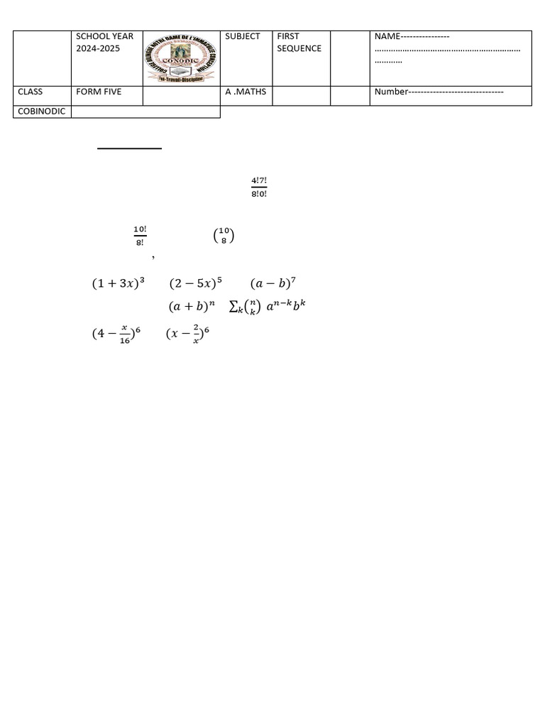 Factorial and Binomial Expansion Exercises | PDF