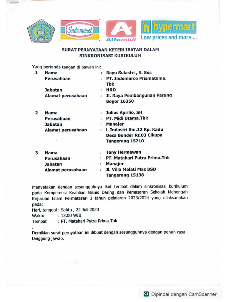 SURAT PERNYATAAN KETERLIBATAN DALAM SINKRONISASI KURIKULUM | PDF SURAT PERNYATAAN KETERLIBATAN DALAM SINKRONISASI KURIKULUM | PDF