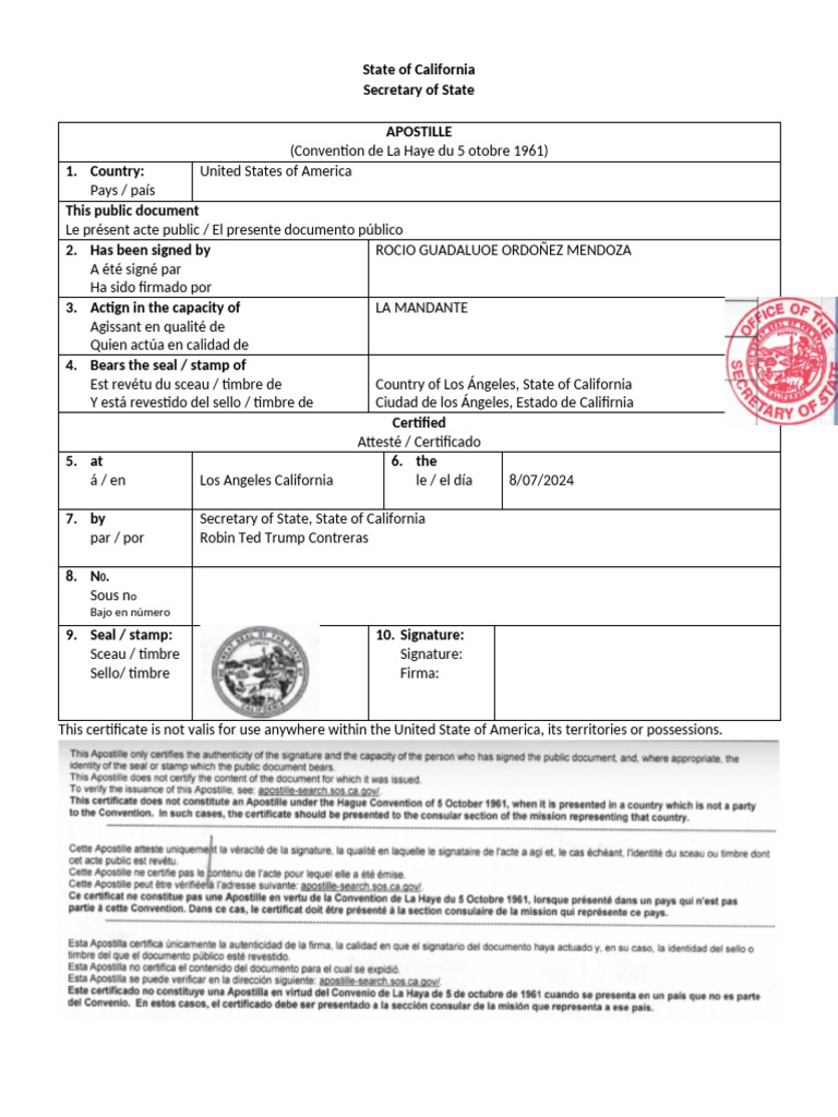 APOSTILLA California | PDF