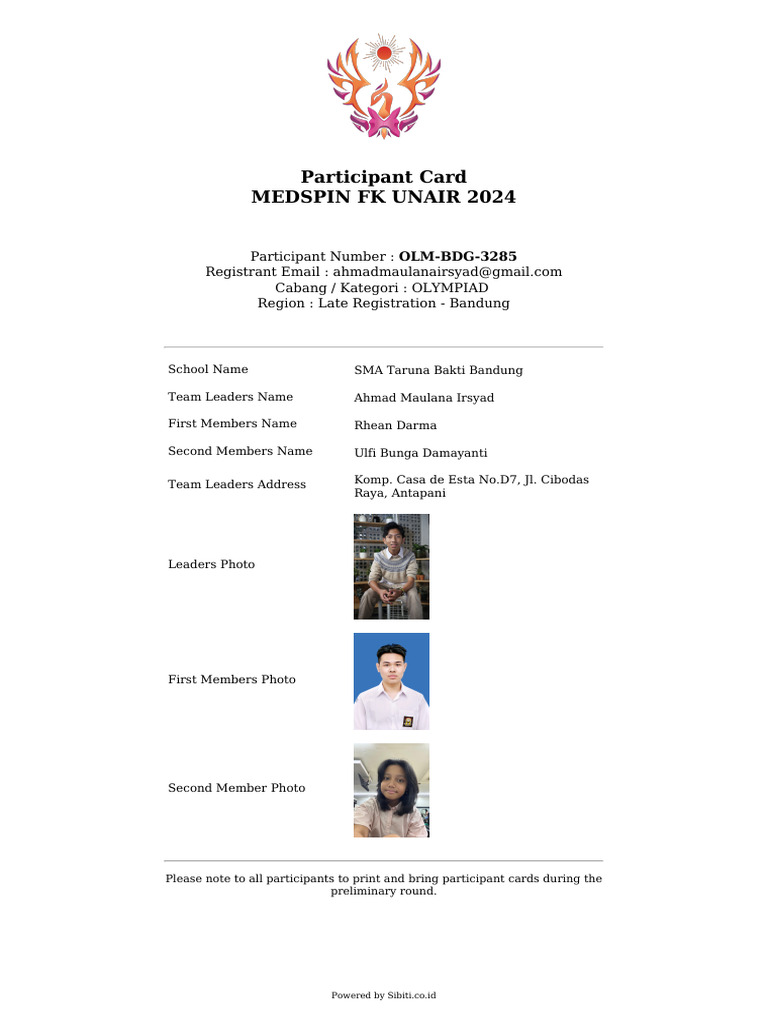 MEDSPIN FK UNAIR 2024 Participant Card | PDF