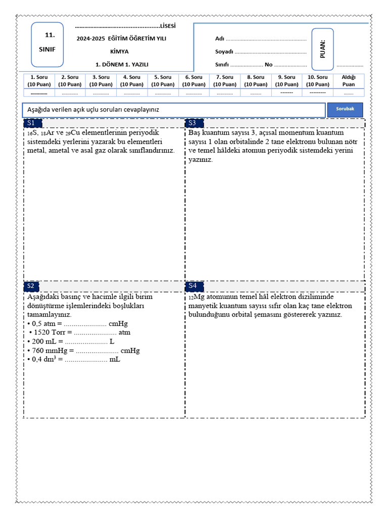 11 Sinif Kimya Sorubak Com 1d1y Dosya No 1800012 | PDF