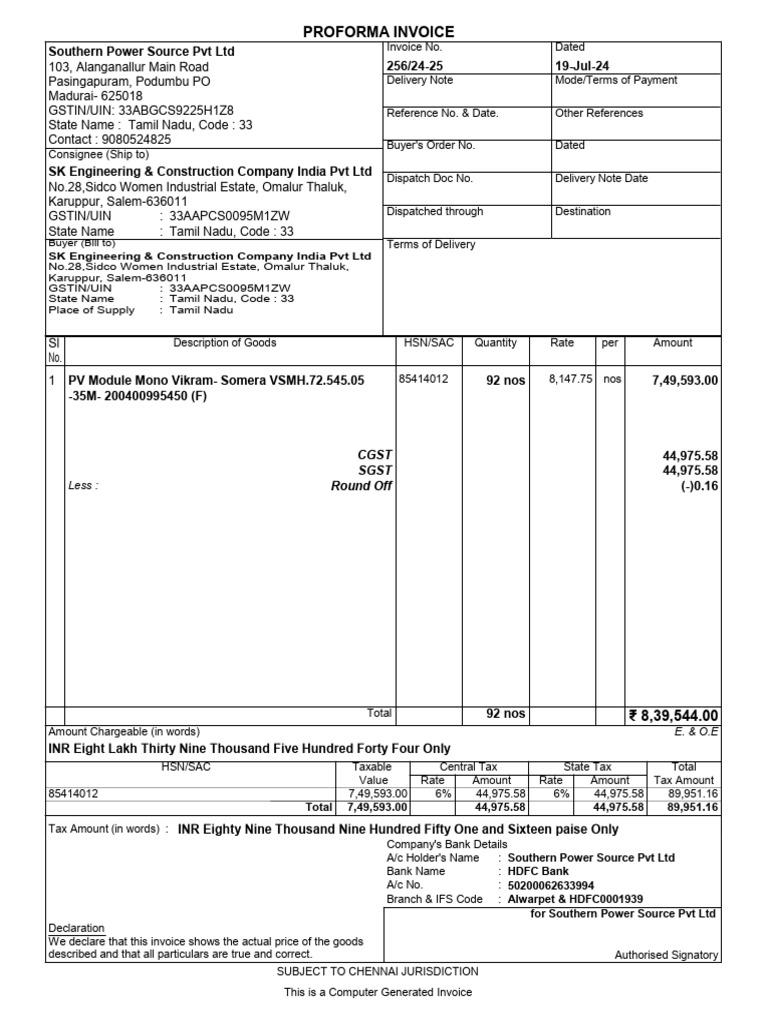 Southern Power Solar Panel 2 | PDF | Invoice | Taxes