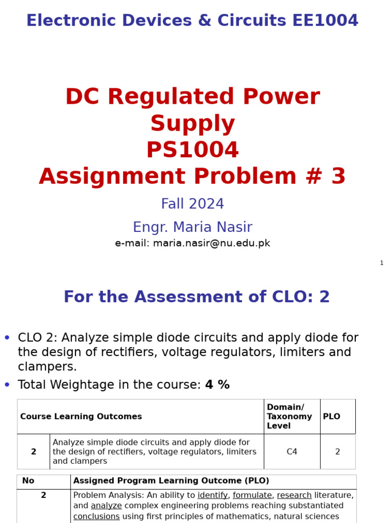 EE1004 DC Power Supply Assignment | PDF | Power Supply | Rectifier