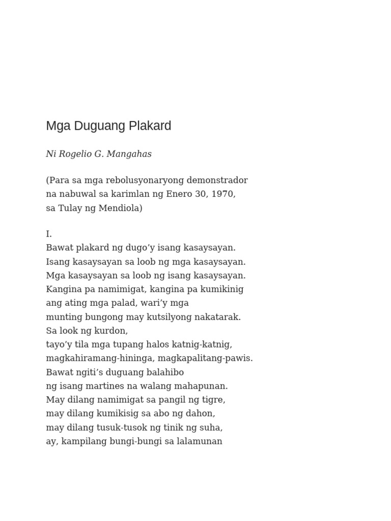 Mga Duguang Plakard | PDF