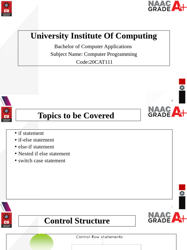 Unit - 1 CP (Lecture 9) | PDF | Control Flow | Computer Programming