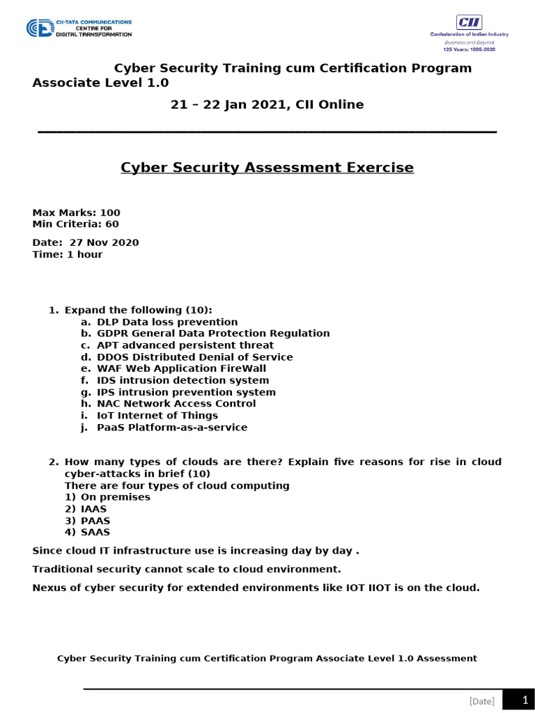 Cyber Security Training Assessment Guide | PDF | Security | Computer Security