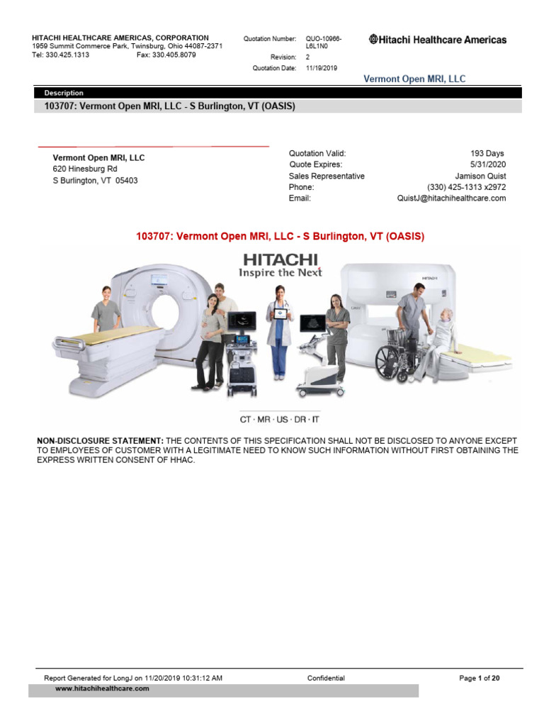 VT Open MRI-Hitachi Specifications For MRI Scanner | PDF | Magnetic Resonance Imaging