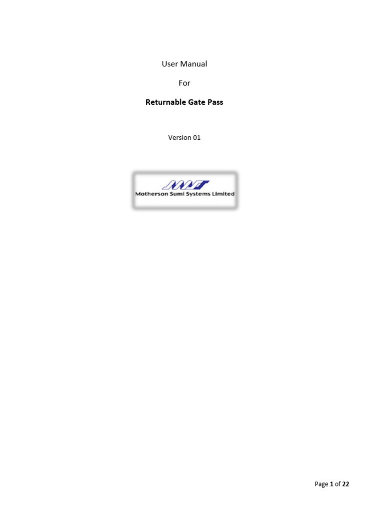 Returnable Gate Pass Rev.001 | PDF | Computing | Software