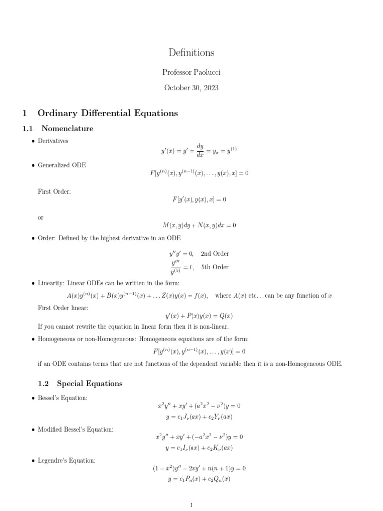 Ordinary Differential Equations Overview | PDF | Ordinary Differential Equation | Functions And ...