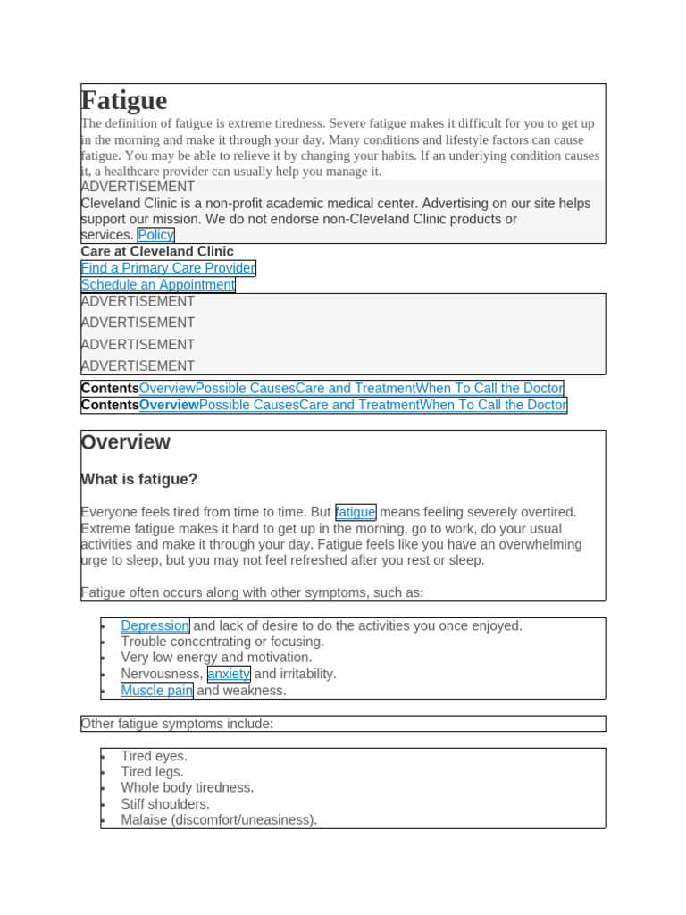 Understanding Severe Fatigue Symptoms | PDF | Self-Improvement