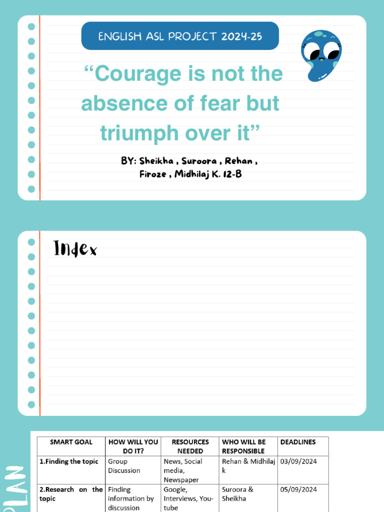 English Asl Project 2024-25 | PDF | Courage | Fear