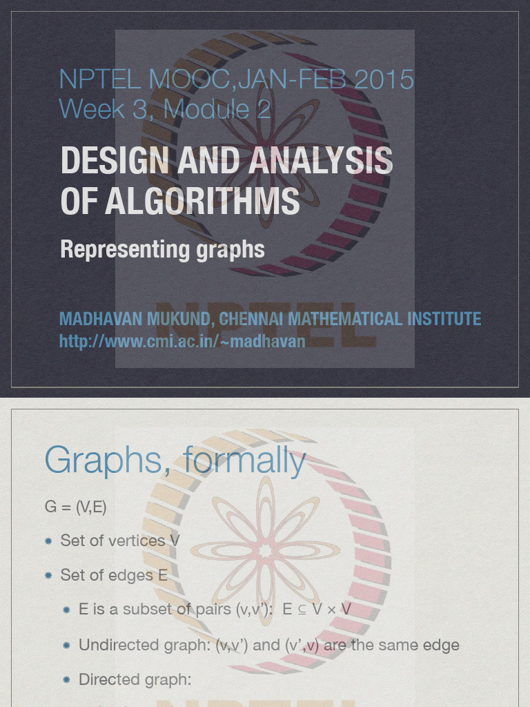 Nptel Week3 Module2 Graphrepresentation | PDF | Combinatorics | Theoretical Computer Science