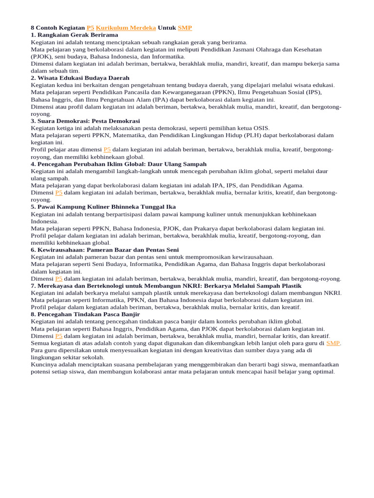 8 Contoh Kegiatan | PDF