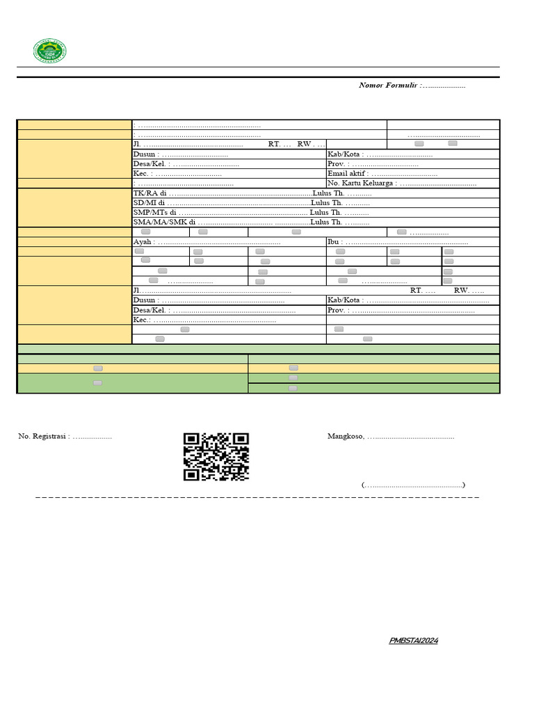 Formulir & Surat Pernyataan Maba 2024 | PDF
