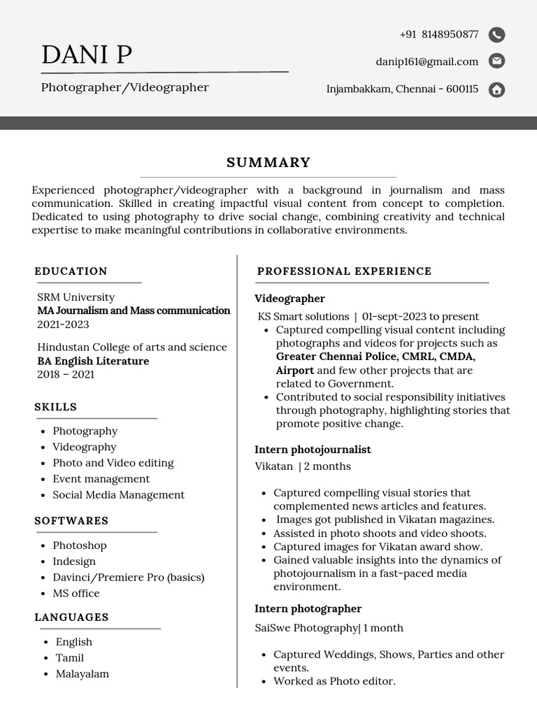 Dani P Resume 8 | PDF | Mass Media | Imaging