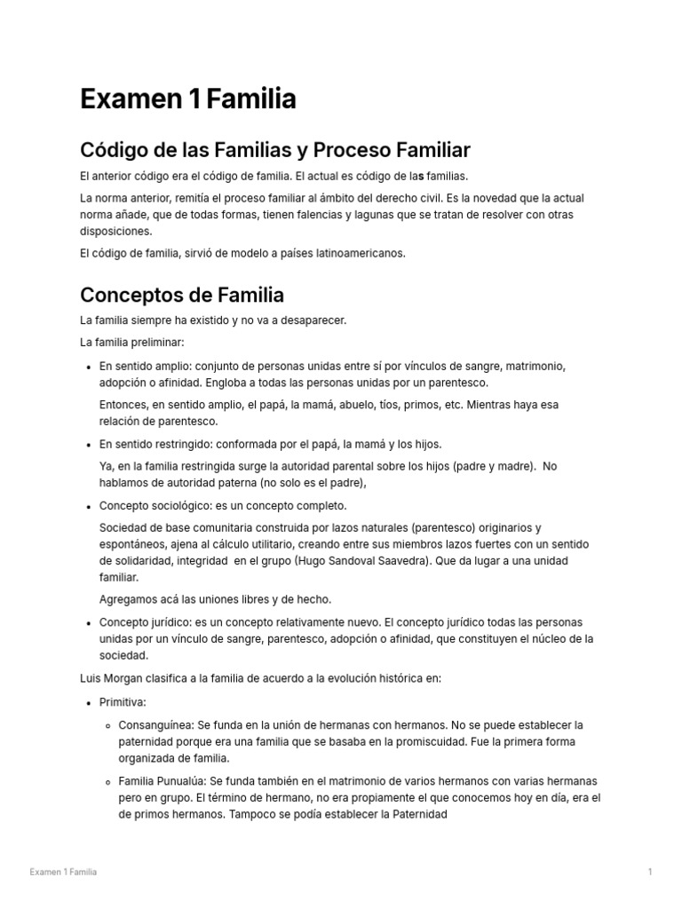 Examen 1 Familia | PDF | Familia | Matrimonio