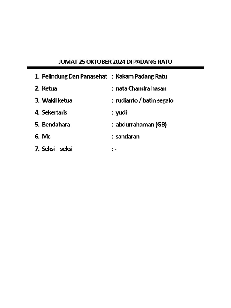 Daftar Susunan Panitia Pernikahan | PDF