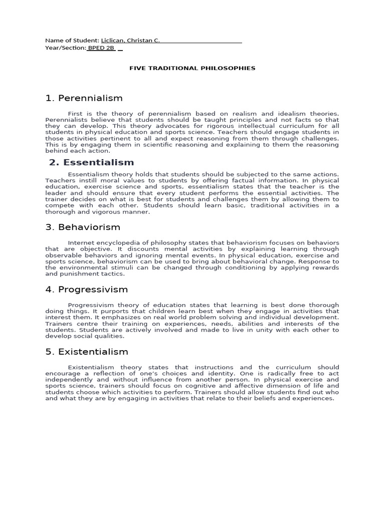 5 Traditional Philosophies | PDF | Science | Behaviorism