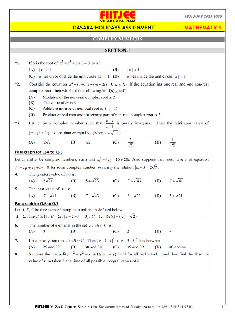 Senior Dasara Holidays Assignment - Maths | PDF