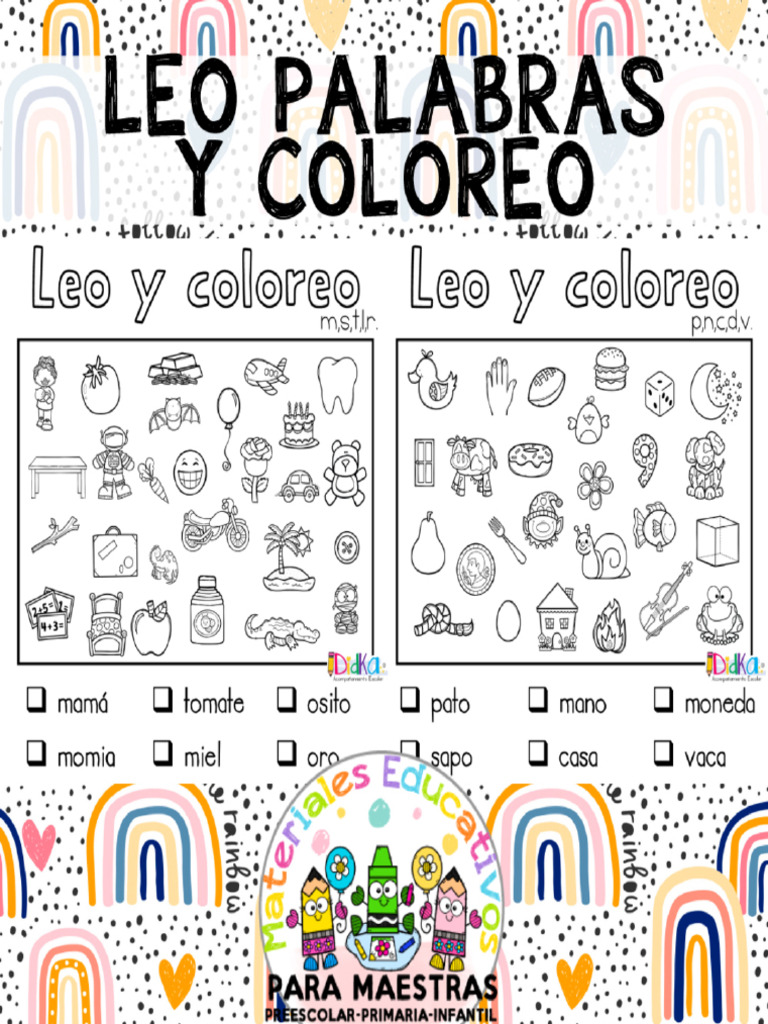 Leo Palabras y Coloreo Recopilado Por Materiales Educativos Para ...