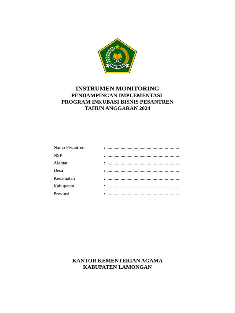 Instrumen Monitoring Inkubasi 2024 | PDF | Bisnis