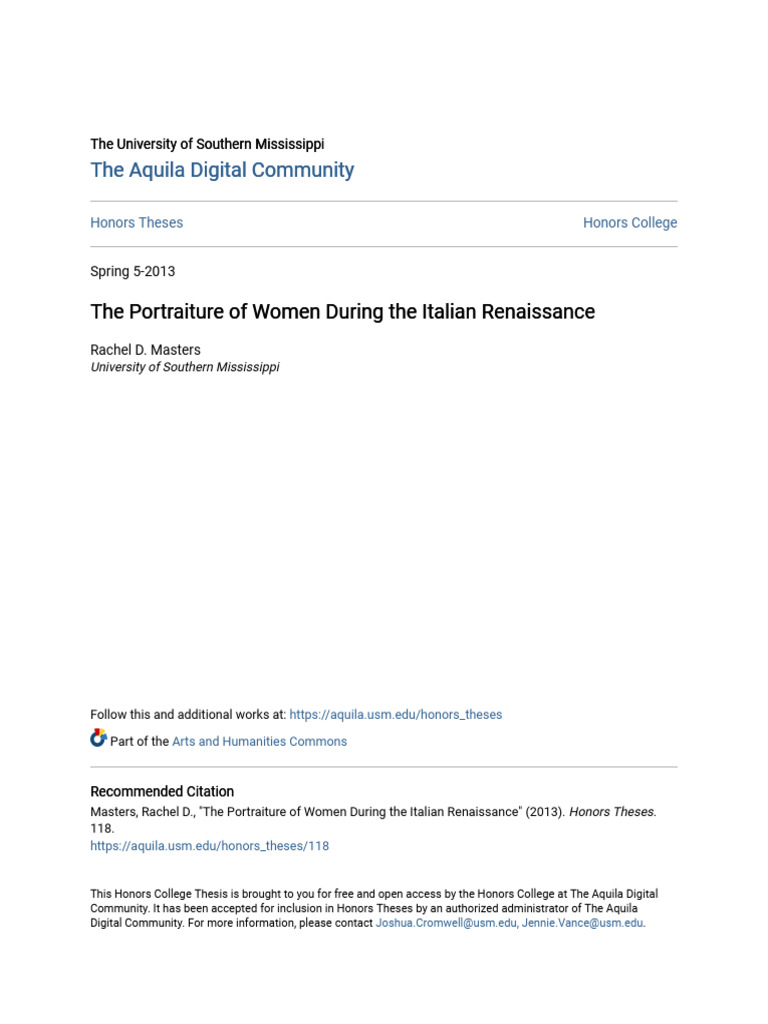 The Portraiture of Women During The Italian Renaissance | PDF ...