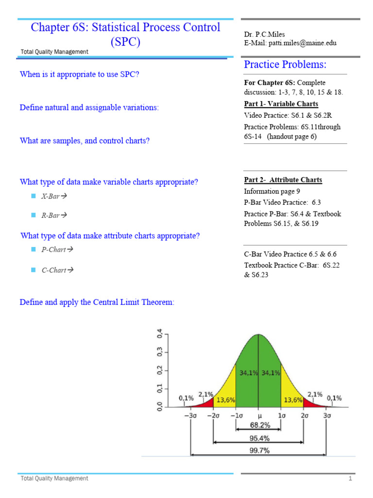 Chapter 6S: Statistical Process Control (SPC) : Practice Problems | PDF ...