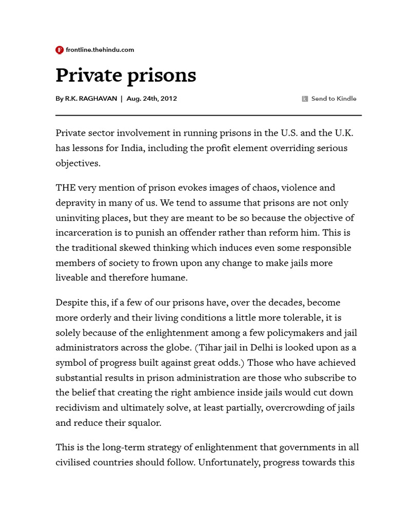 Lessons from Private Prisons in India | PDF | Prison | Incarceration In ...