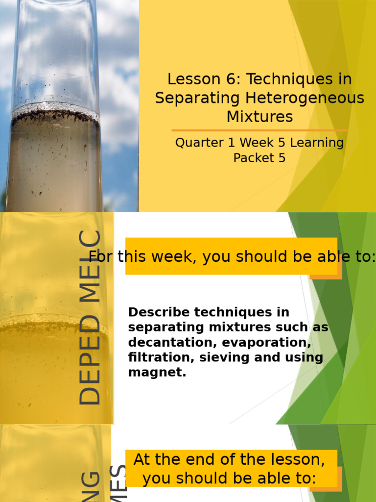 Techniques in Separating Mixtures | PDF | Mixture | Filtration