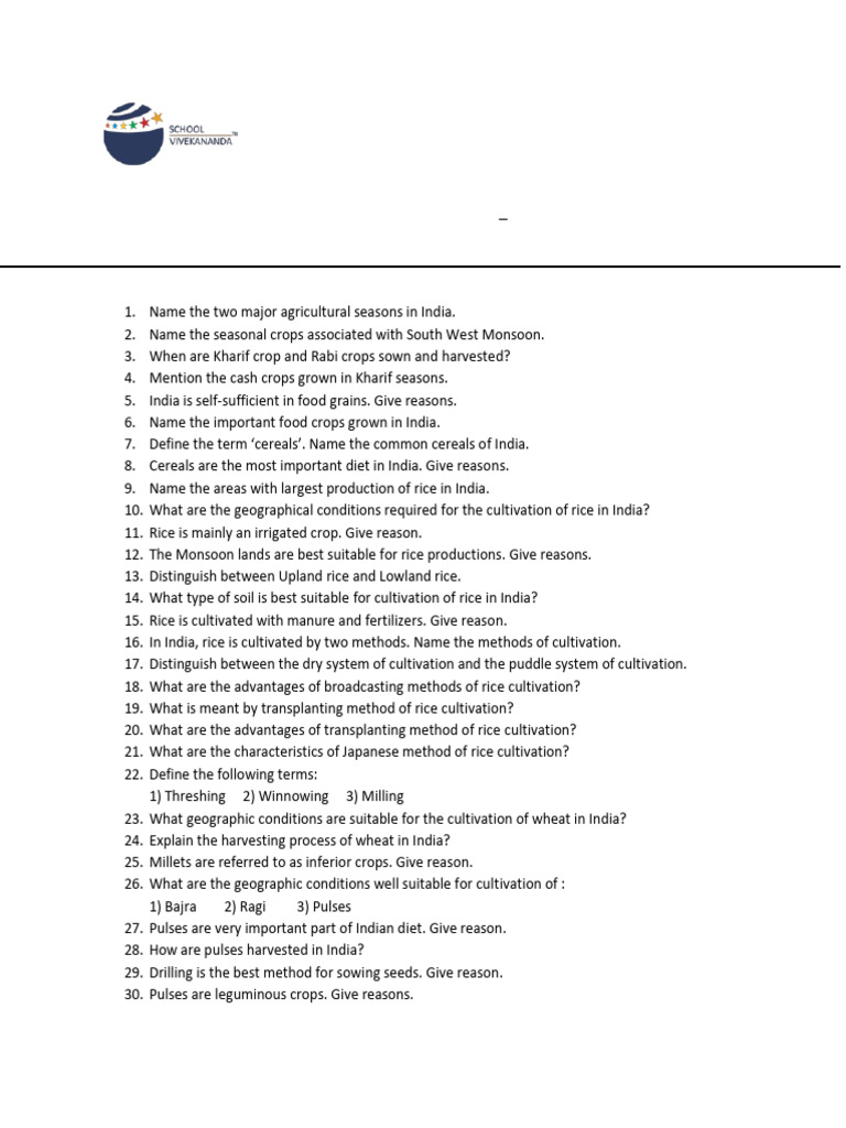 Agricultur2 Work Sheet | PDF
