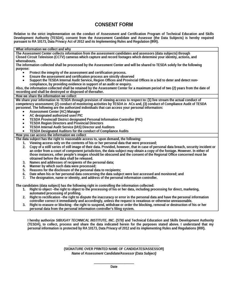 Consent Form | PDF | Audit | Internal Audit
