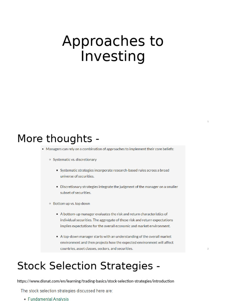 Approaches To Investing | PDF | Business | Finance & Money Management