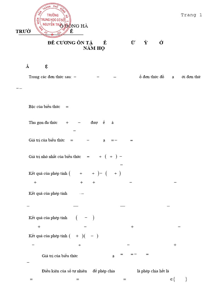 1.de Cuong On Tap Cuoi Hoc Ky 1 Khoi 8 NH 2024-2025.signed | PDF