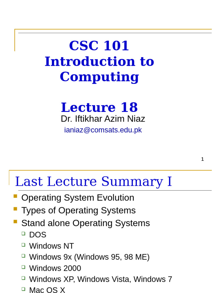 Lecture 18 | PDF | Operating System | Computer File
