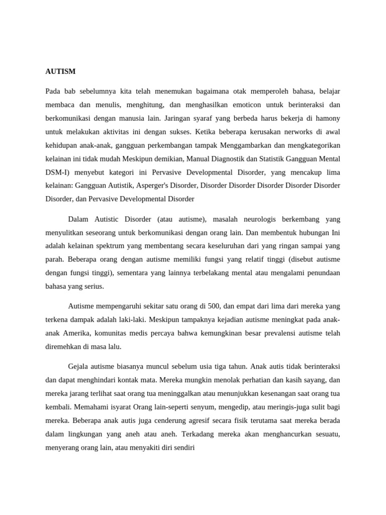 Memahami Autisme: Gejala dan Dampak | PDF | Pengembangan Diri