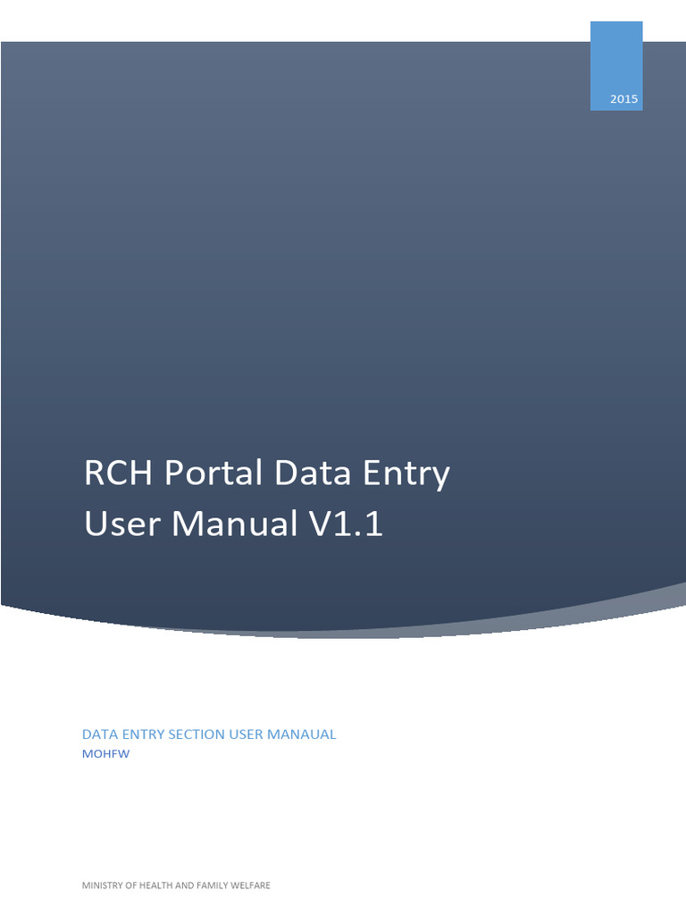 Draft Revised Data Entry User Manual Ver 1 1-RCH | PDF | Pregnancy ...