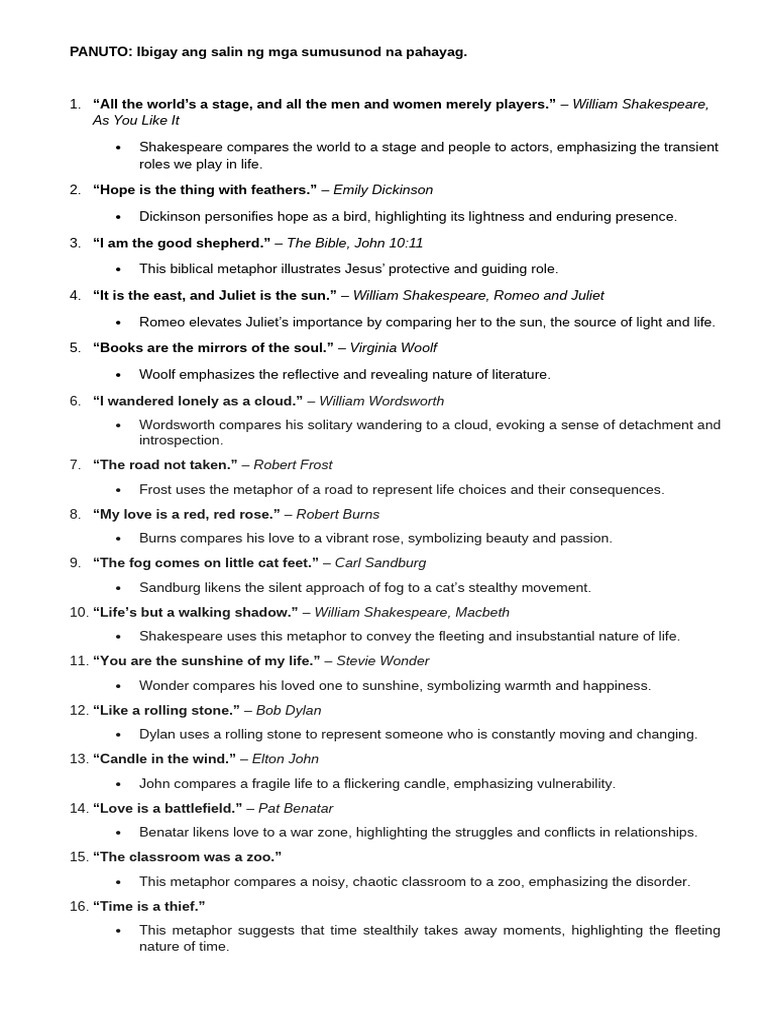 Metapora Pagsasalin | PDF