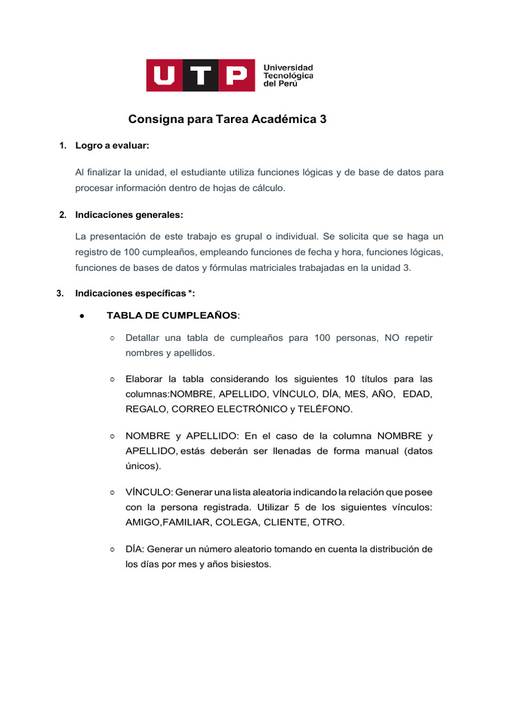 Ta3 Indicacione | PDF | Evaluación | Informática