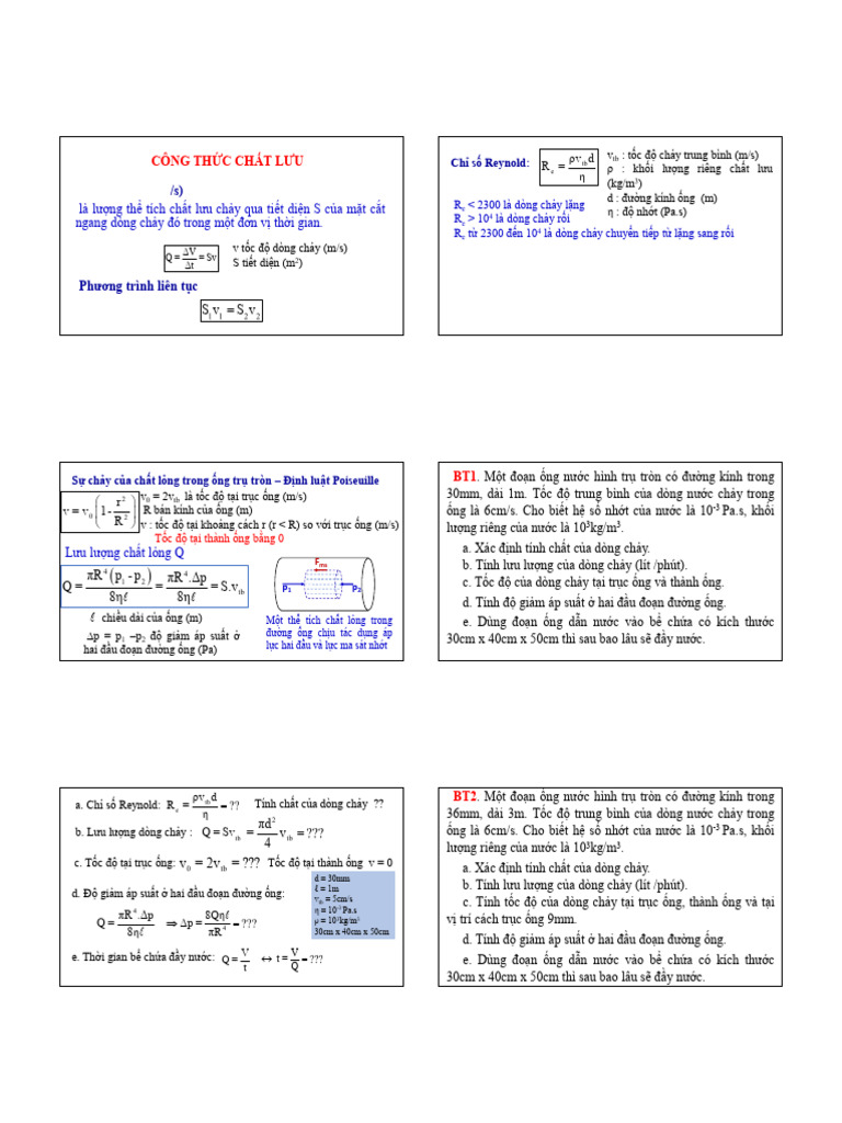 Các dạng BT ôn Chương. Chất lưu - CKi | PDF