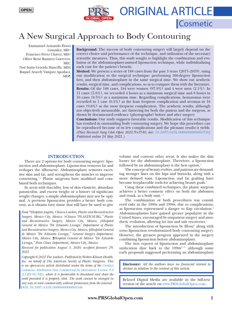 A New Surgical Approach To Body Contouring.40 | PDF | Abdomen | Plastic ...