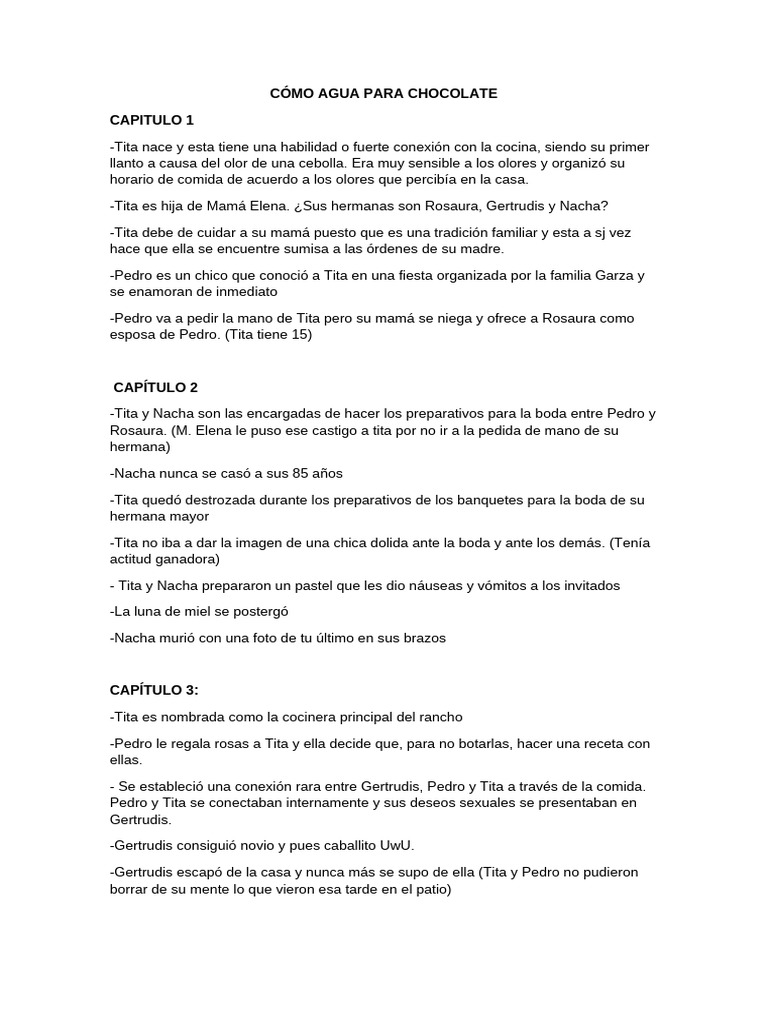 Cómo Agua para Chocolate | PDF